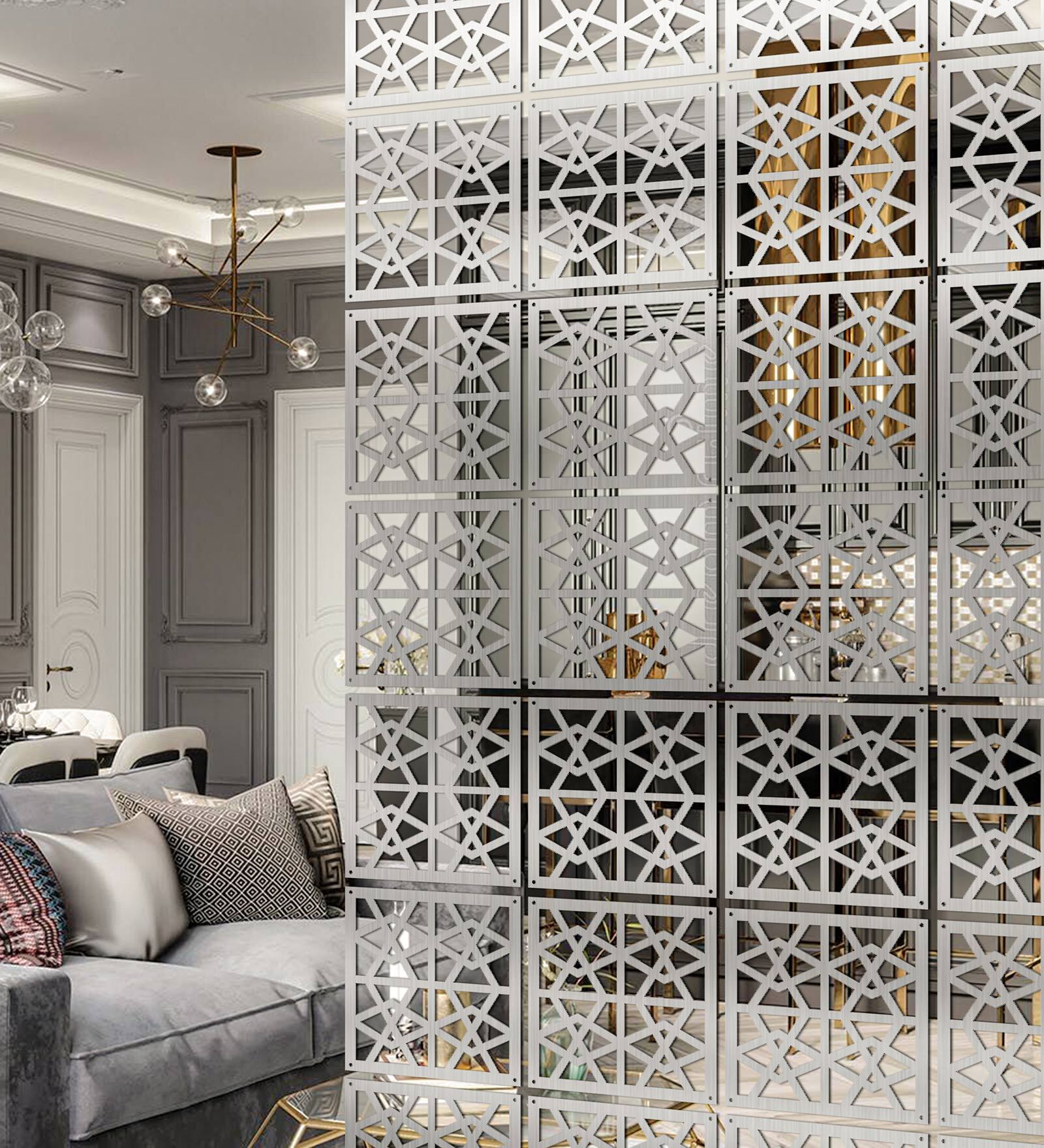 Buy Static Incyy (Set Of 10) Silver Colour Acrylic Hanging Room Divider ...