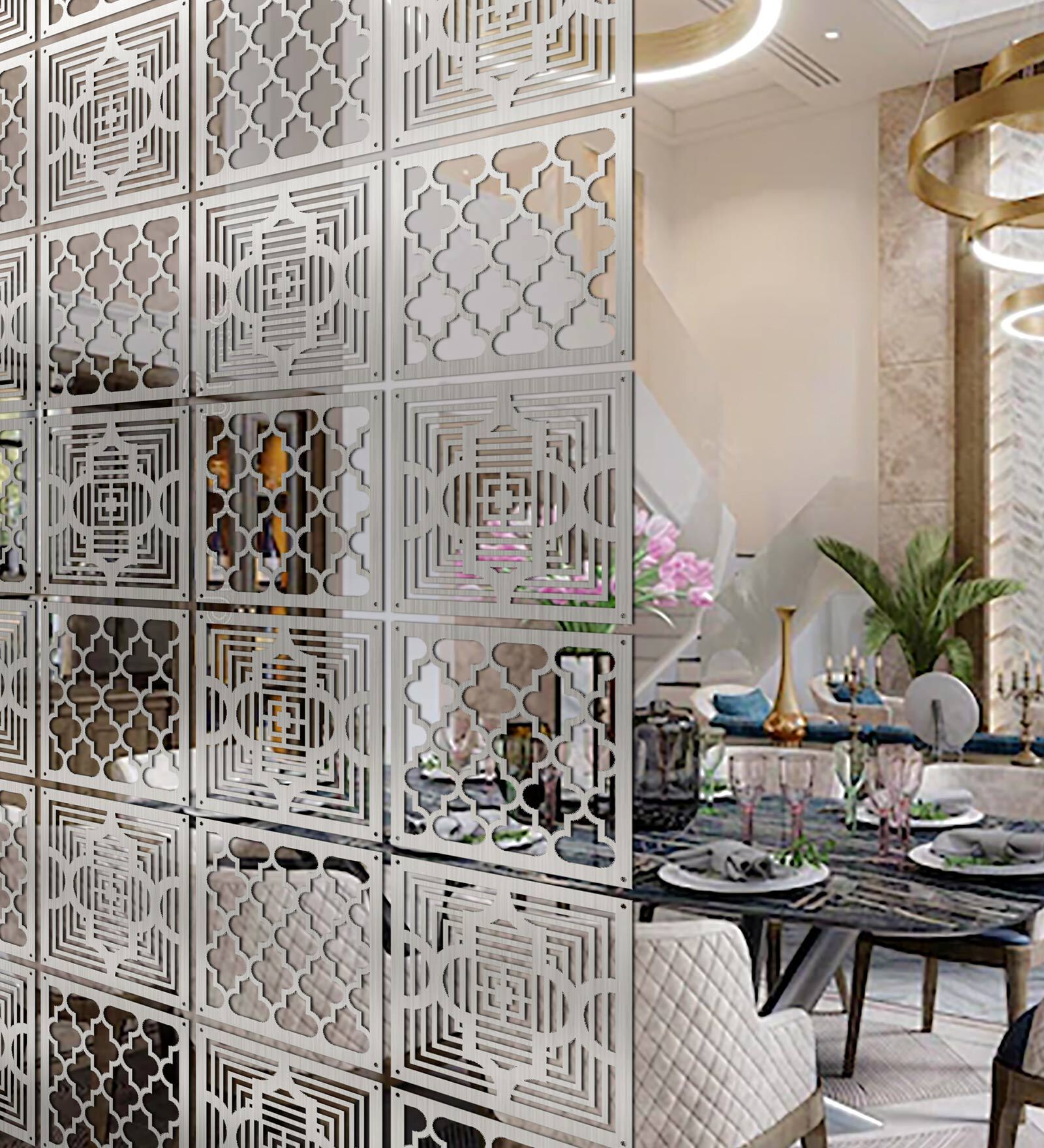 Buy Static Zudra (Set Of 10) Silver Colour Acrylic Hanging Room Divider ...