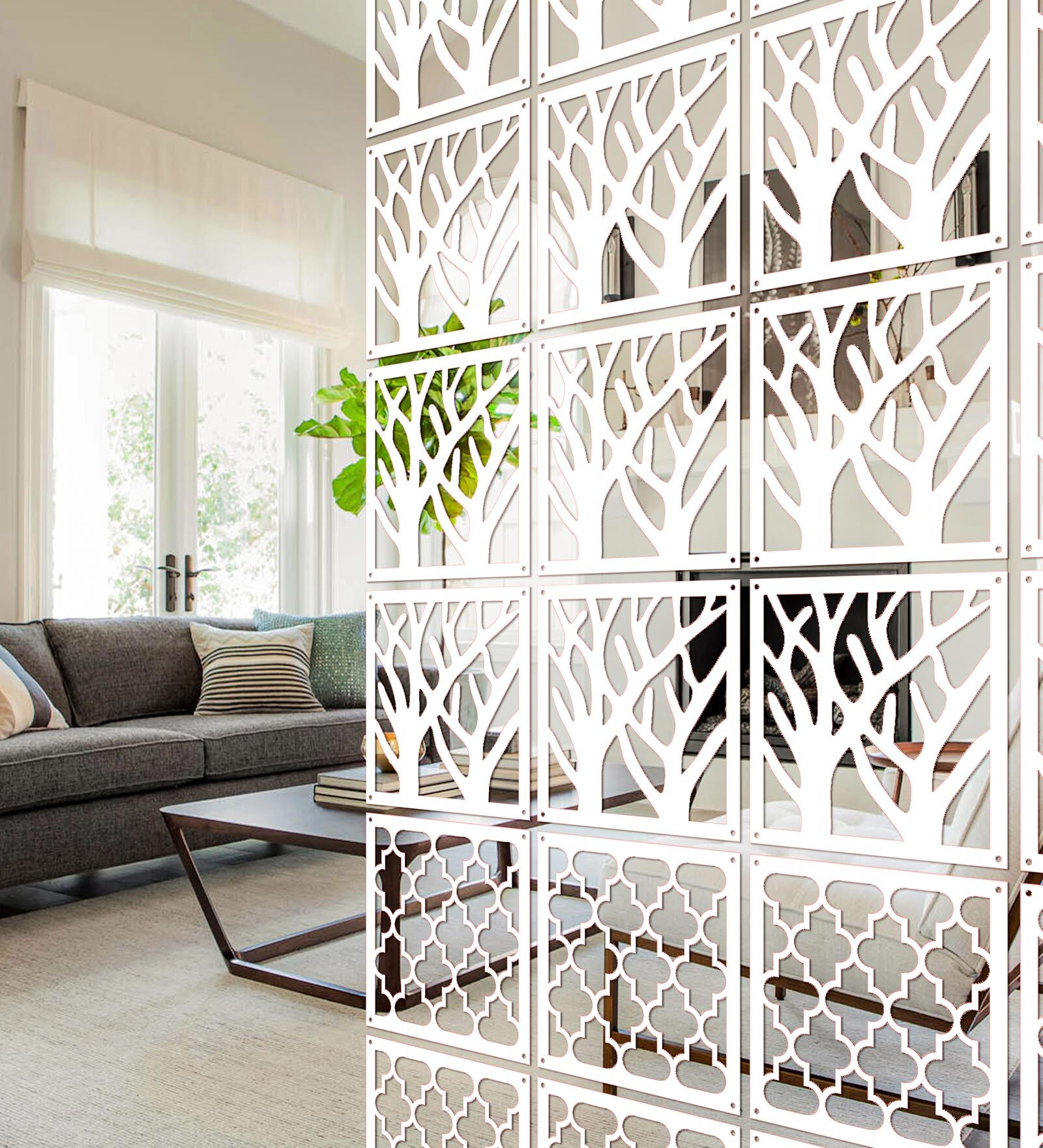 Buy Static Sheryl (Set Of 10) White Colour Acrylic Hanging Room Divider ...