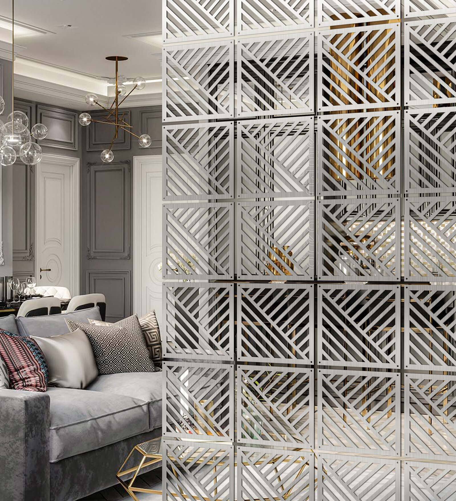 Buy Static Kitty (Set Of 10) Silver Colour Acrylic Hanging Room Divider ...