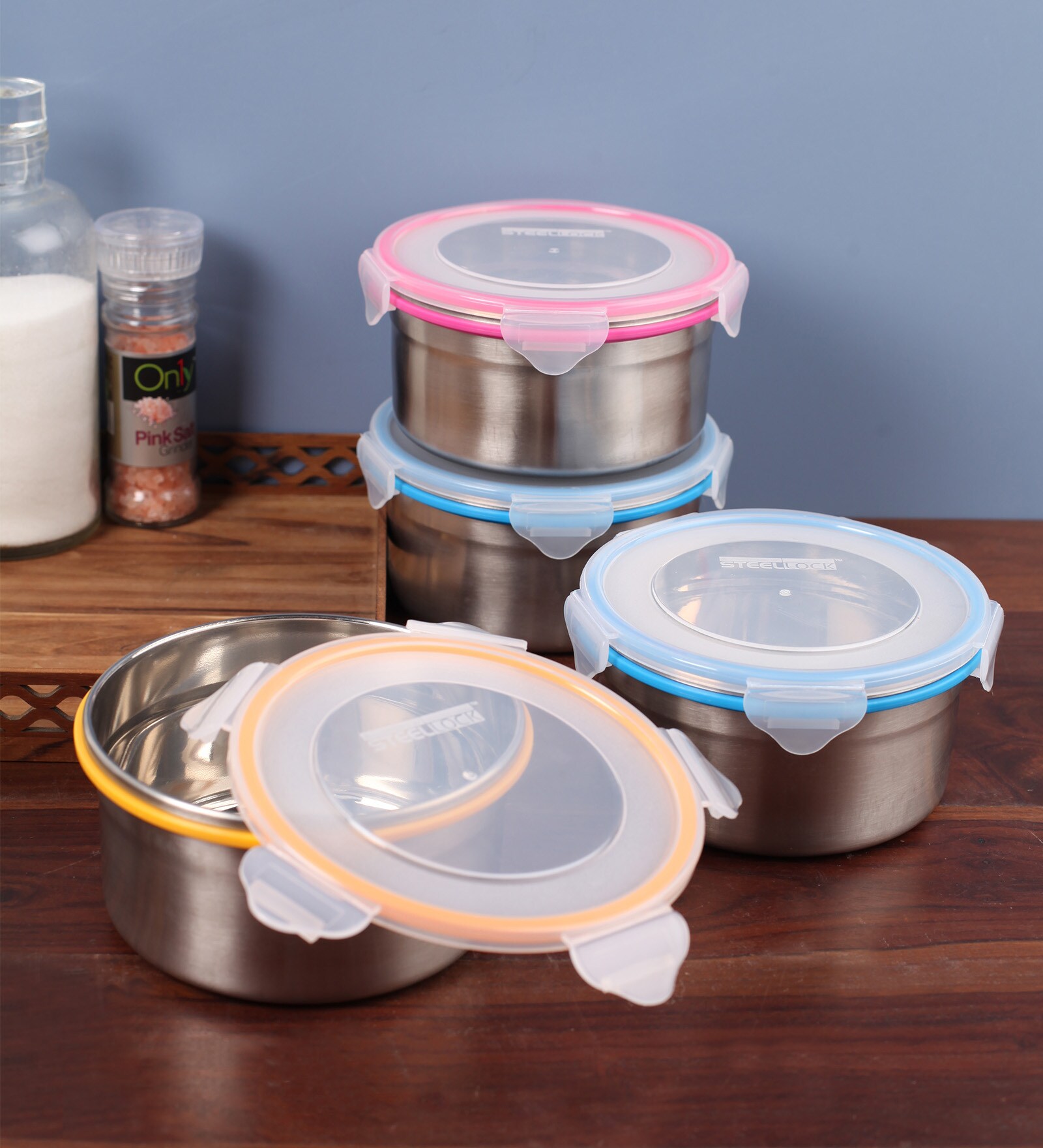 Buy Steel Lock Airtight Storage 1000 Ml 4 Pc 1402 Containers Combo by ...