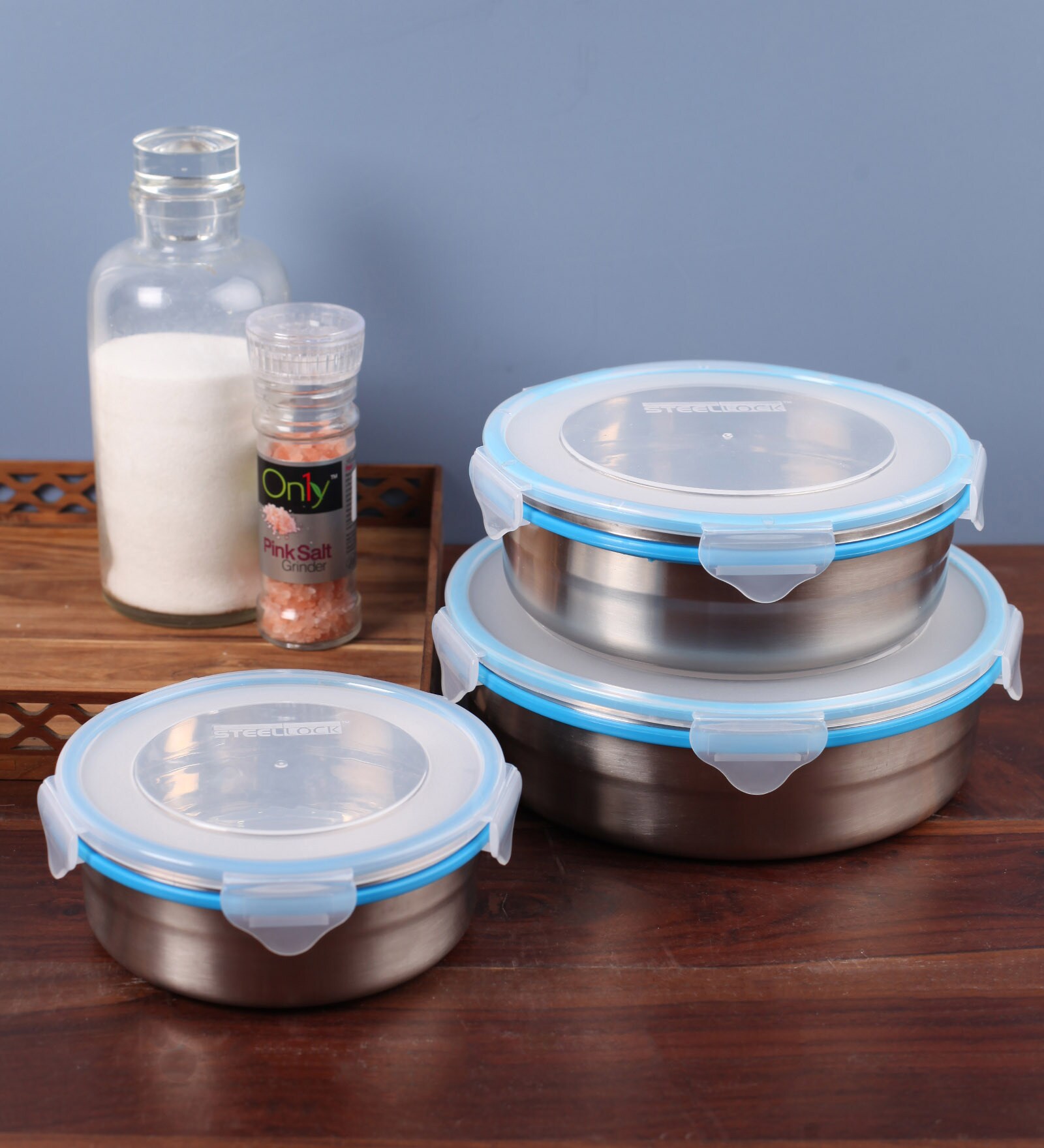 Buy Steel Lock Airtight Storage Food Lunch Box - Set of 3 at 100% OFF ...