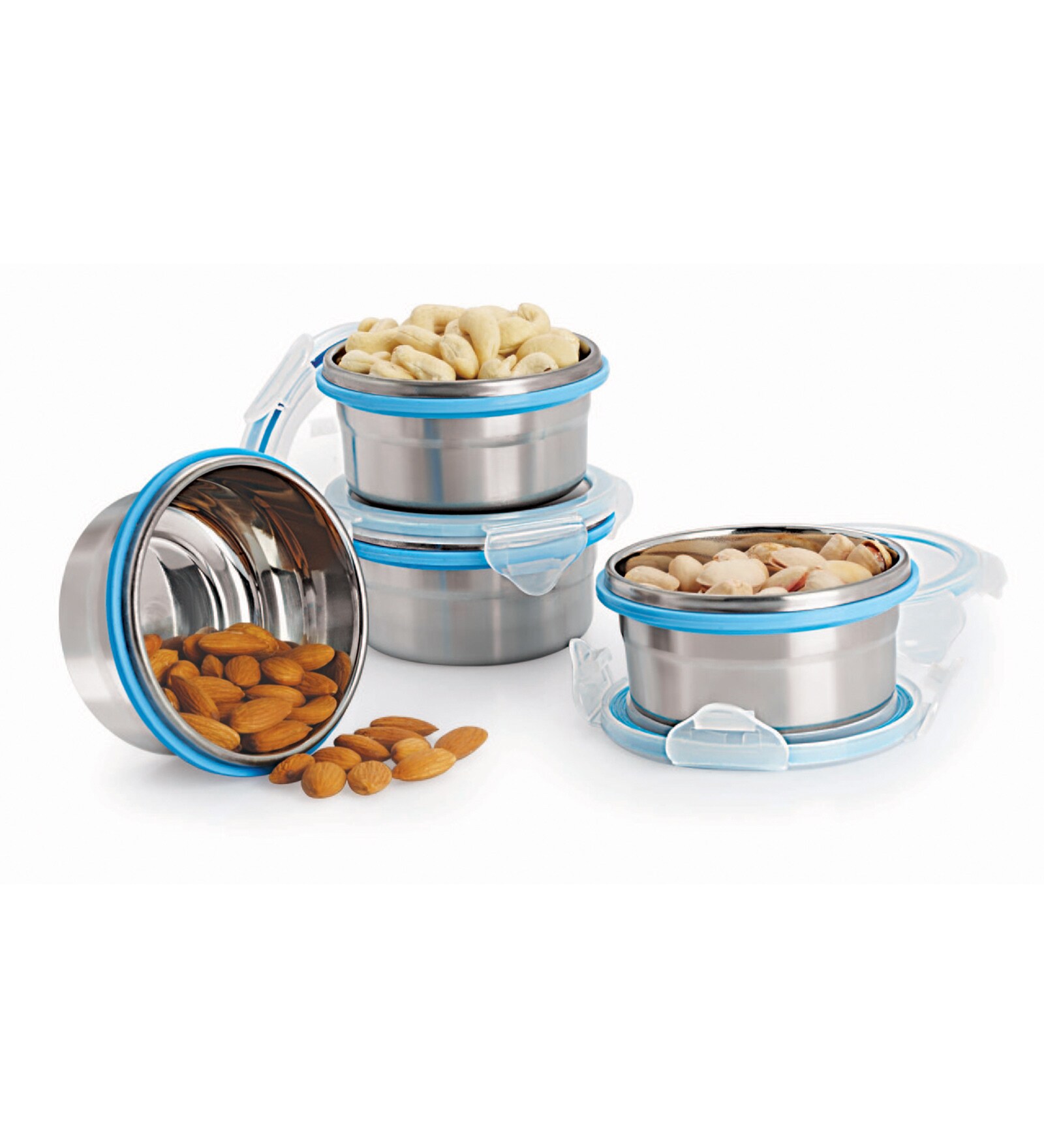 Buy Steel Lock Silver Round 200 ML Airtight Storage Lunch Box - Set of ...