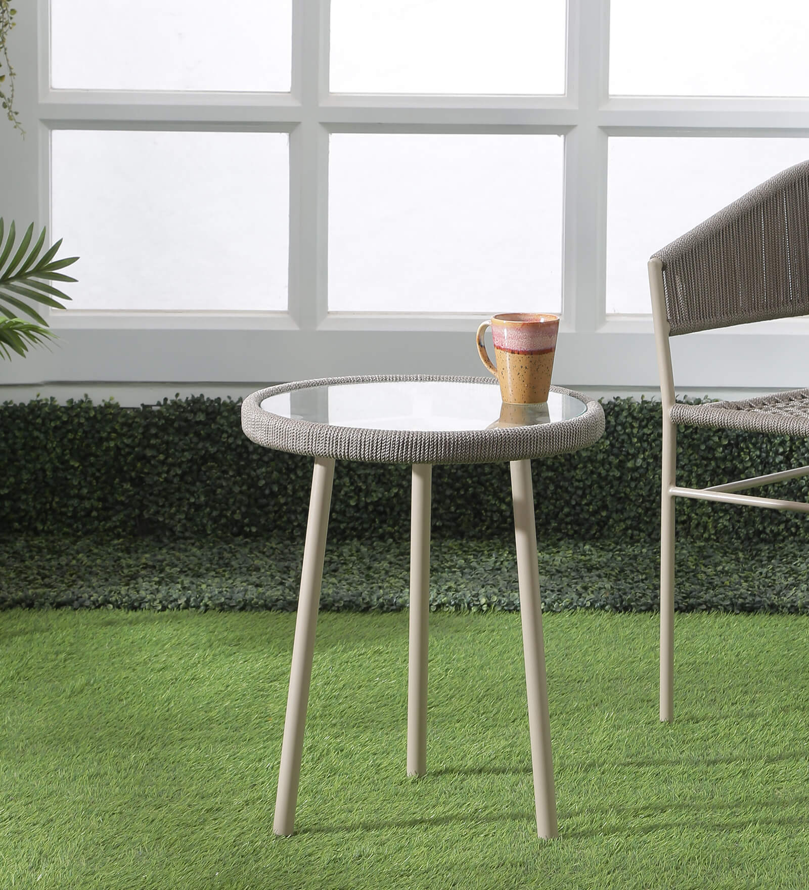 Buy Stem Steel & Braided Rope Outdoor Table In Cream Finish at 22% OFF ...