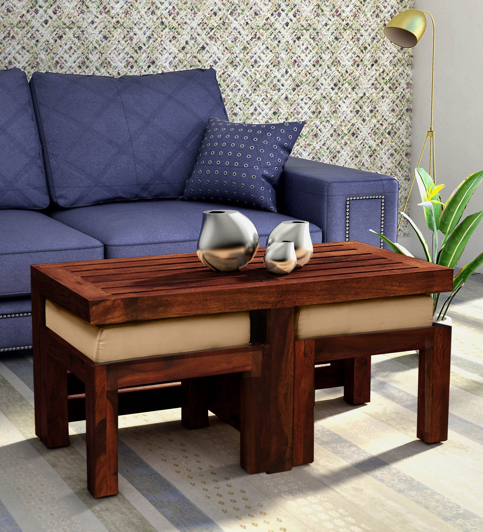 Buy Stigen Sheesham Wood Nesting Coffee Table Set in Honey Oak Finish ...