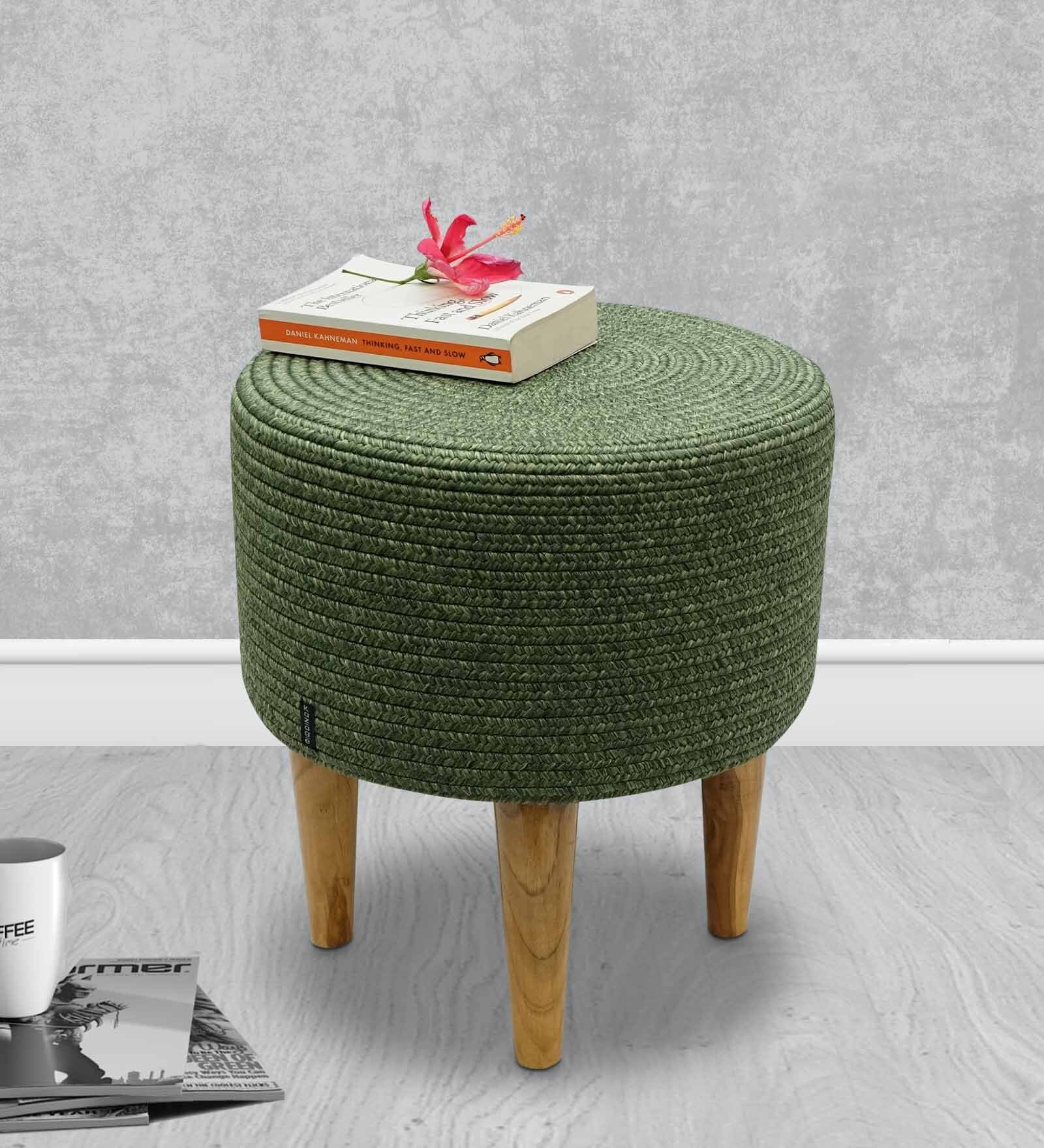 Buy Olive Braided Seating Stool in Green Colour at 30% OFF by Kazage ...