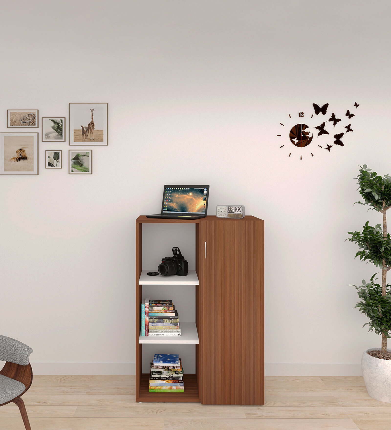 Buy Stormi Book Case in Walnut Finish at 43% OFF by Redwud | Pepperfry