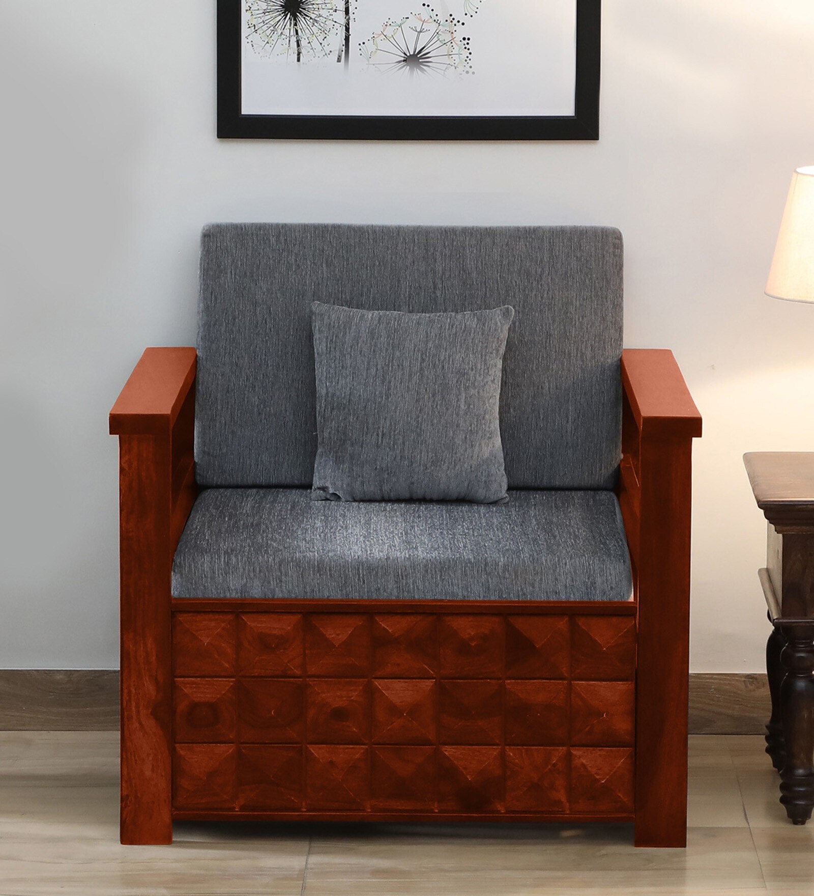 Buy Strasbourg Sheesham Wood 1 Seater Sofa In Honey Oak Finish at 38% ...
