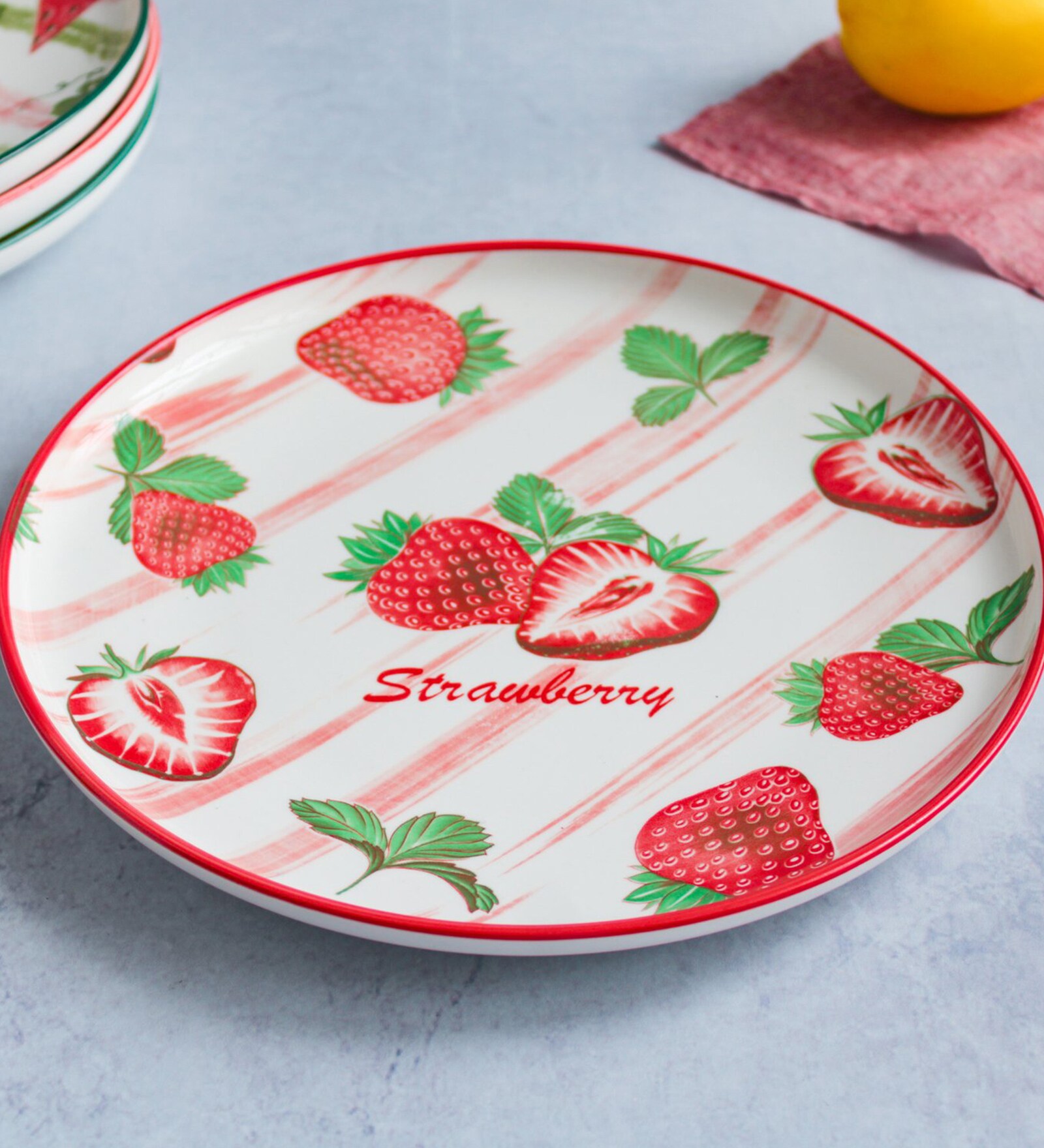 Buy Strawberry 9.8 Inch White & Red Ceramic Dinner Plate at 48% OFF by ...