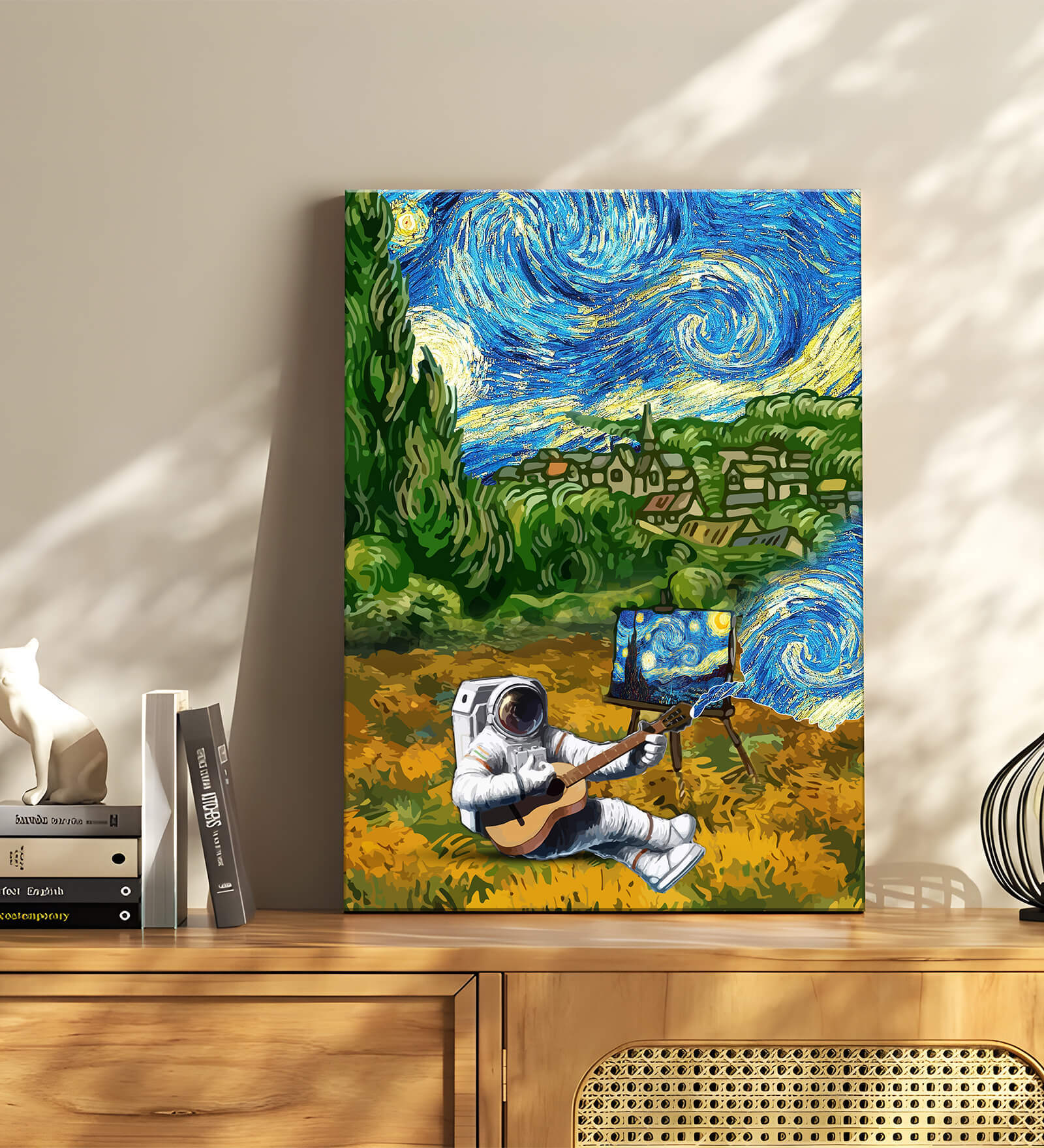 Buy Stretched Canvas Painting Astronaut with Violin Graffiti Wall Art ...