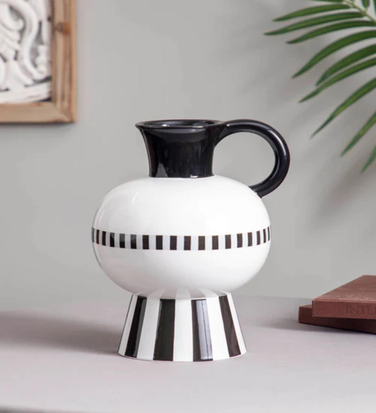 Buy Stripe Affiant White & Black Ceramic Vase at 25% OFF by The Decor ...