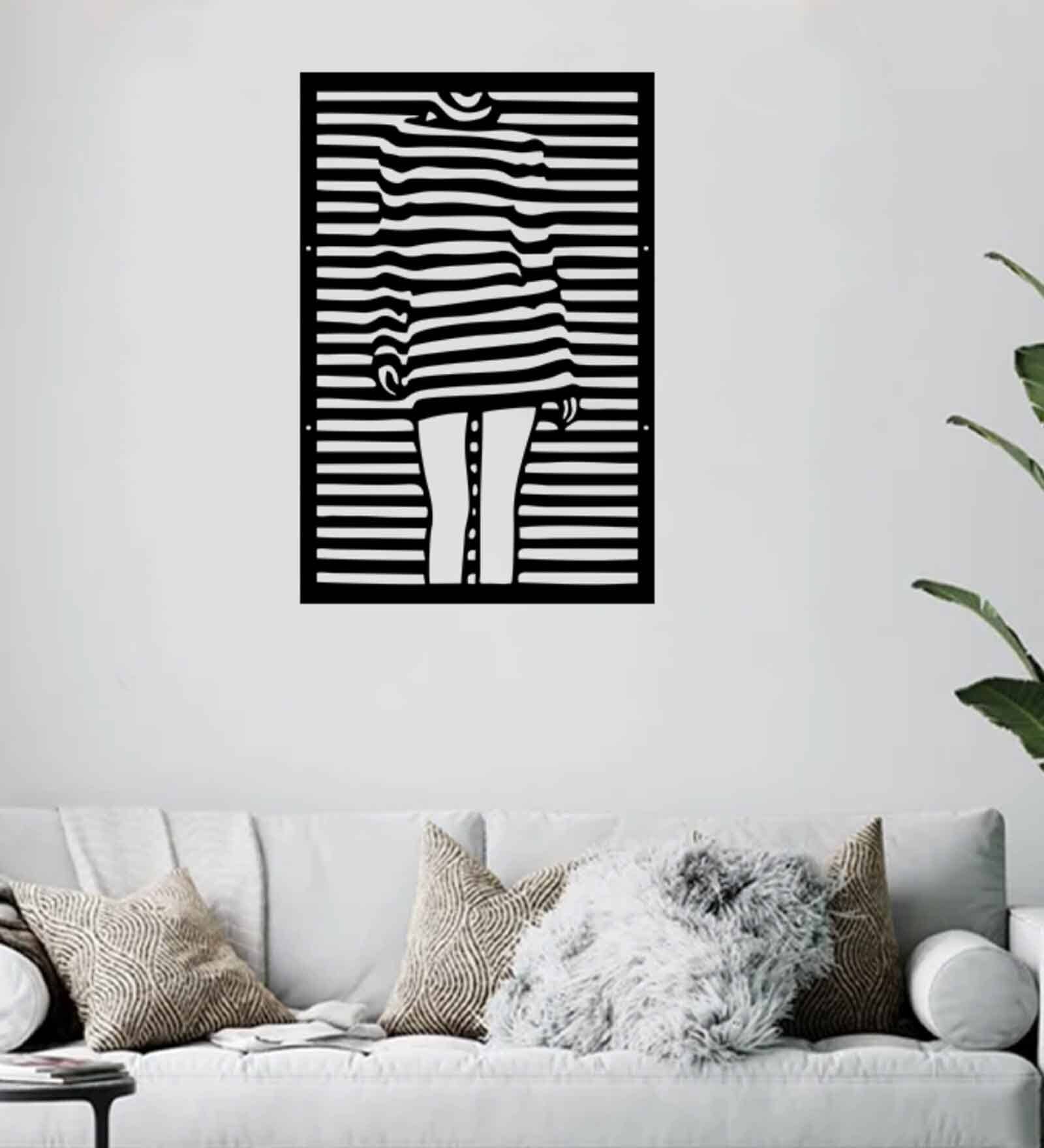 Buy Striped Girl Design Black Wooden Wall Art at 15% OFF by Sketch ...