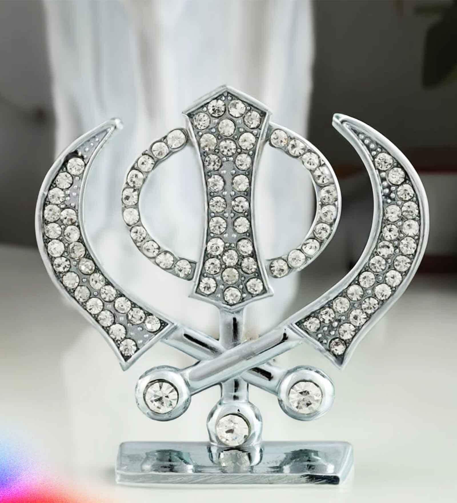 Buy Studded Khanda Silver Metal Religious Symbol at 43% OFF by Wens ...