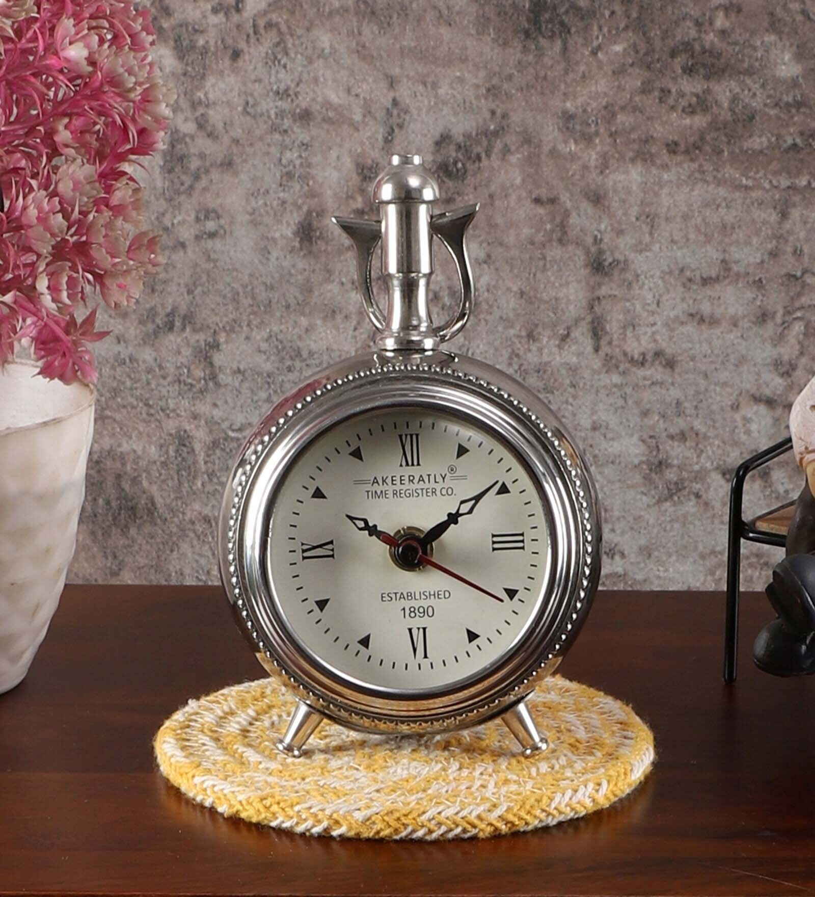 Buy Stunning Desk Silver Aluminium Table Clock at 50% OFF by Akeeratly ...