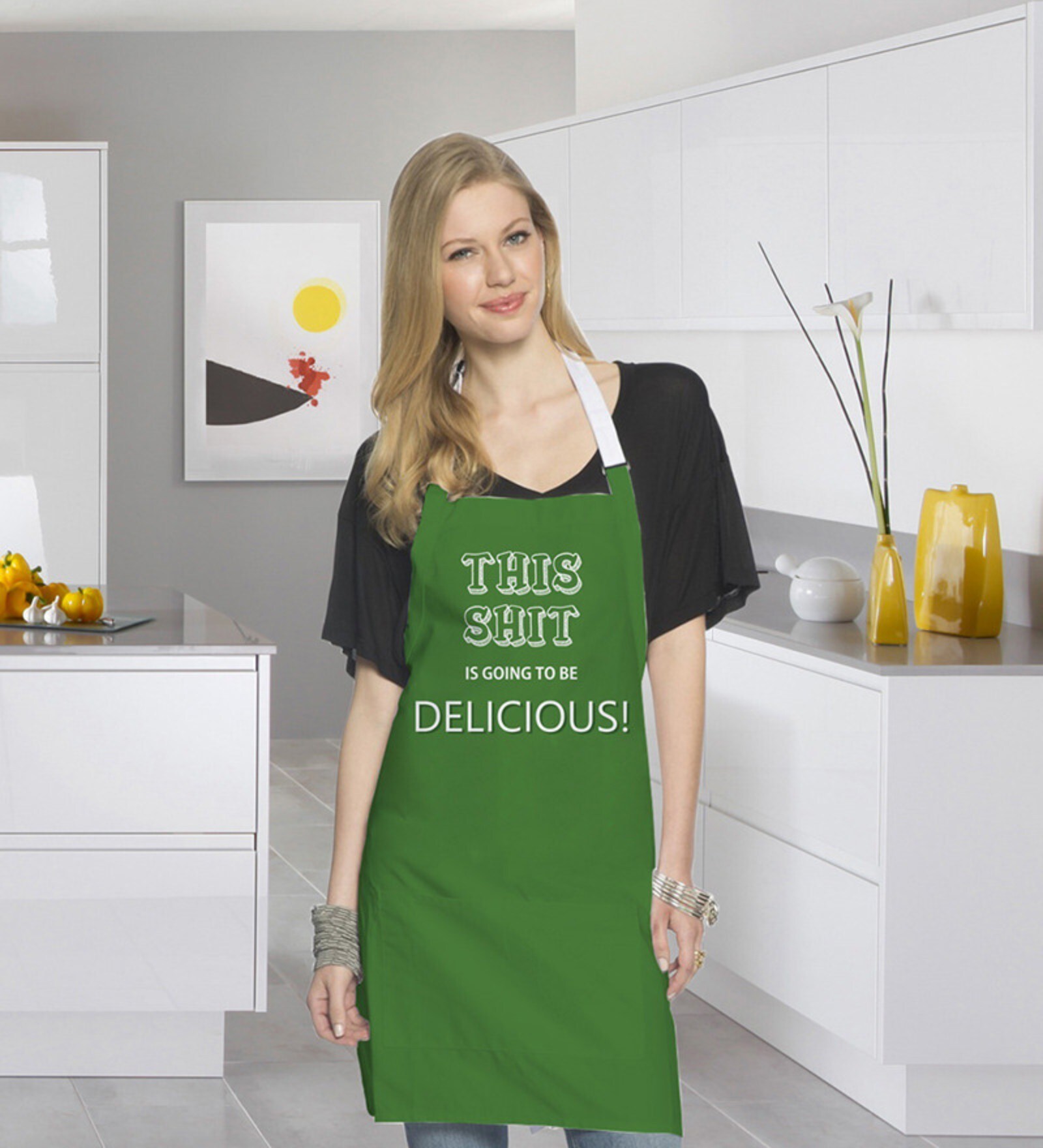 Buy Stybuzz This Shit Is Going to Be Delicious Green Cotton Kitchen ...