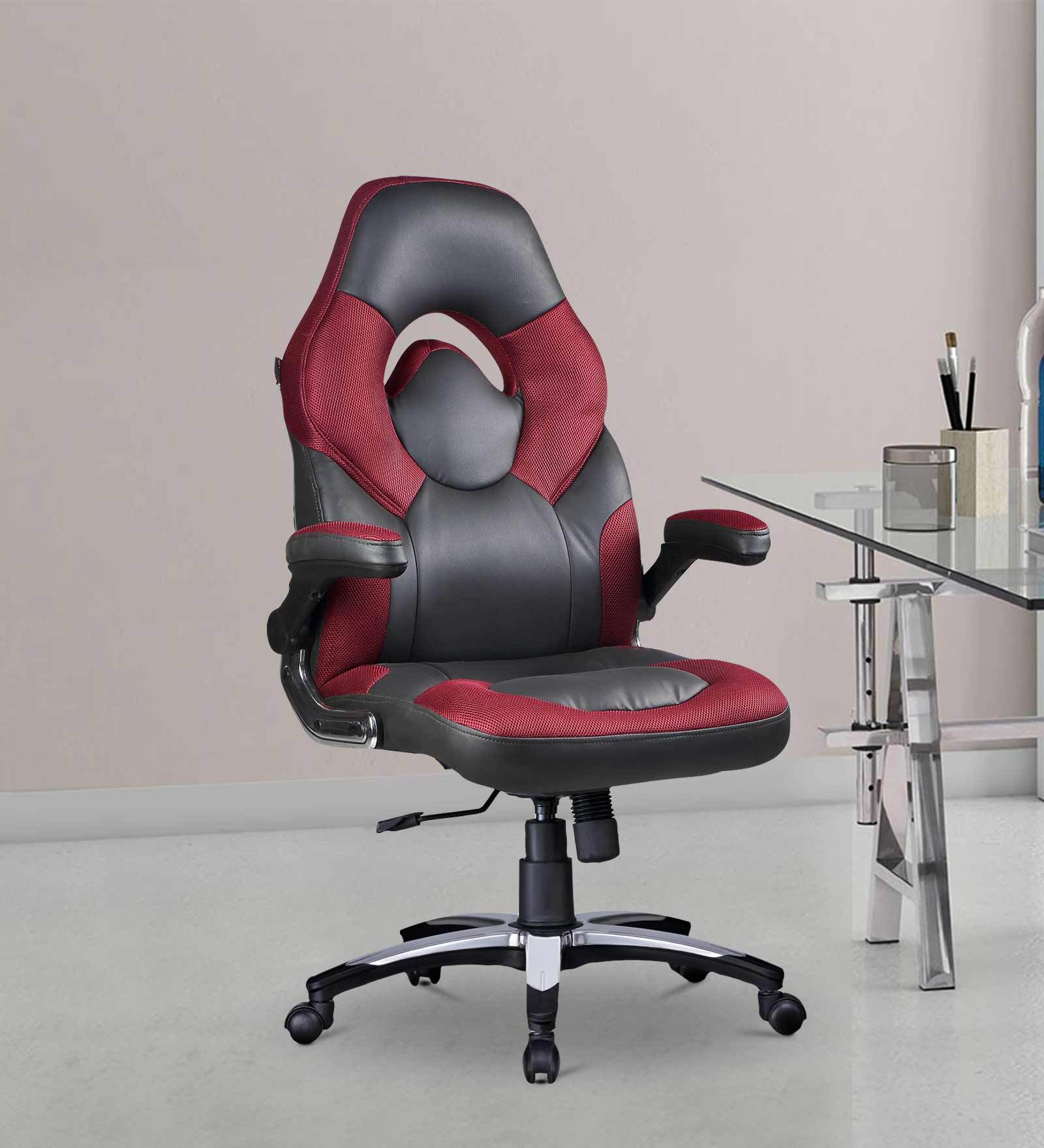 Buy Stylish Leatherette Executive Chair in Maroon & Black Colour at 24% ...