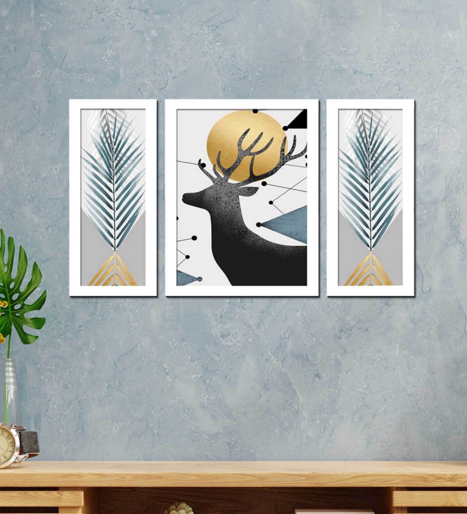 Buy Stylish Modern Deer MDF Art Print Set of 3 at 15% OFF by Wens ...