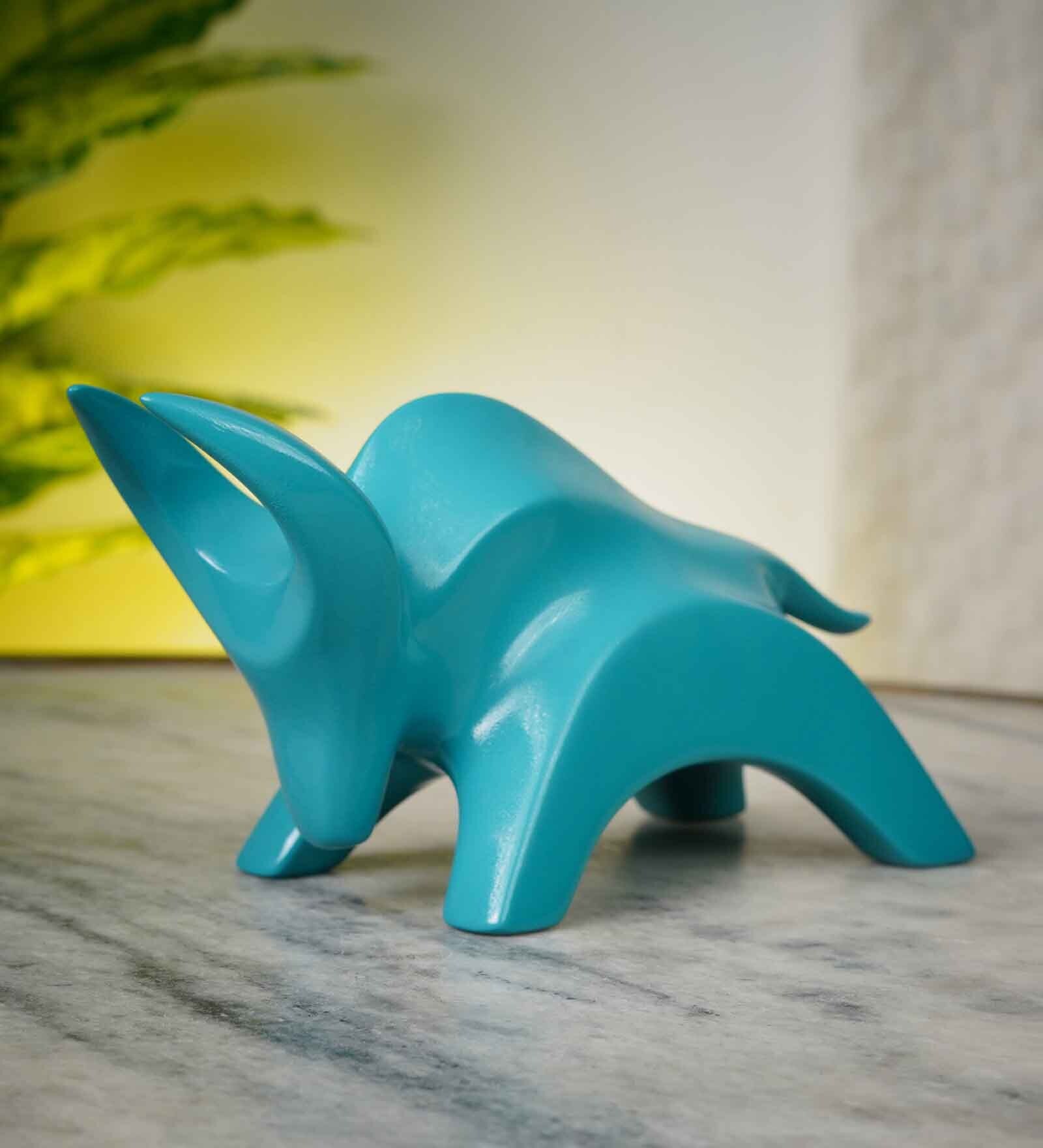 Buy Stylized Charging Bull Teal Blue Resin Figurine at 14% OFF by ...