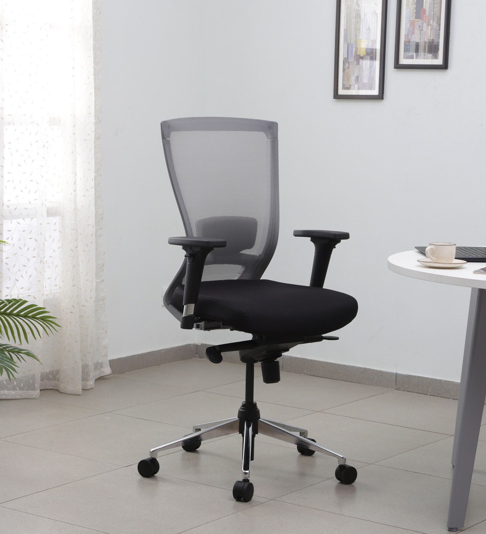 Buy Stylux Breathable Mesh Ergonomic Chair in Black & Grey Colour at 47 ...