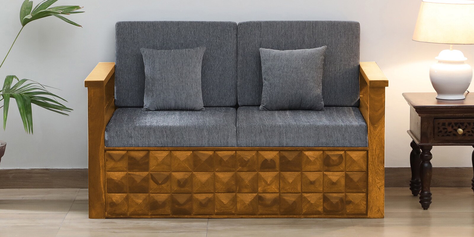 Buy Strasbourg Sheesham Wood 2 Seater Sofa In Rustic Teak Finish at 29% ...