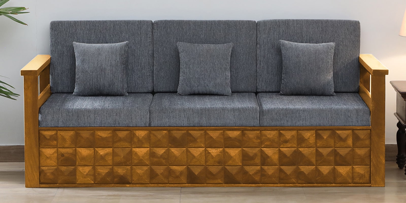 Buy Strasbourg Sheesham Wood 3 Seater Sofa In Rustic Teak Finish at 37% ...