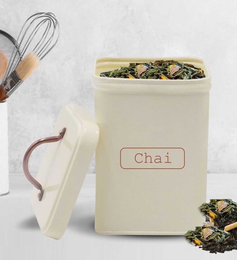 Buy Steel Ivory Airtight Chai Jar By Market 99 Online - Jars and ...