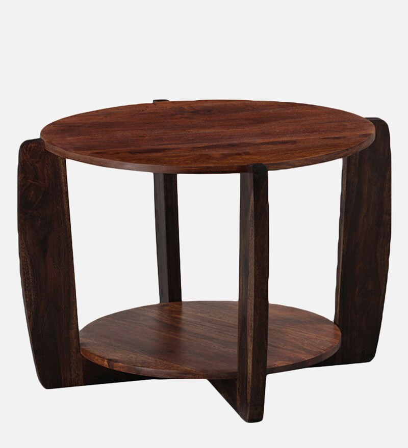 Buy Stack Sheesham Wood Coffee Table With Storage In Mahogany Finish By ...