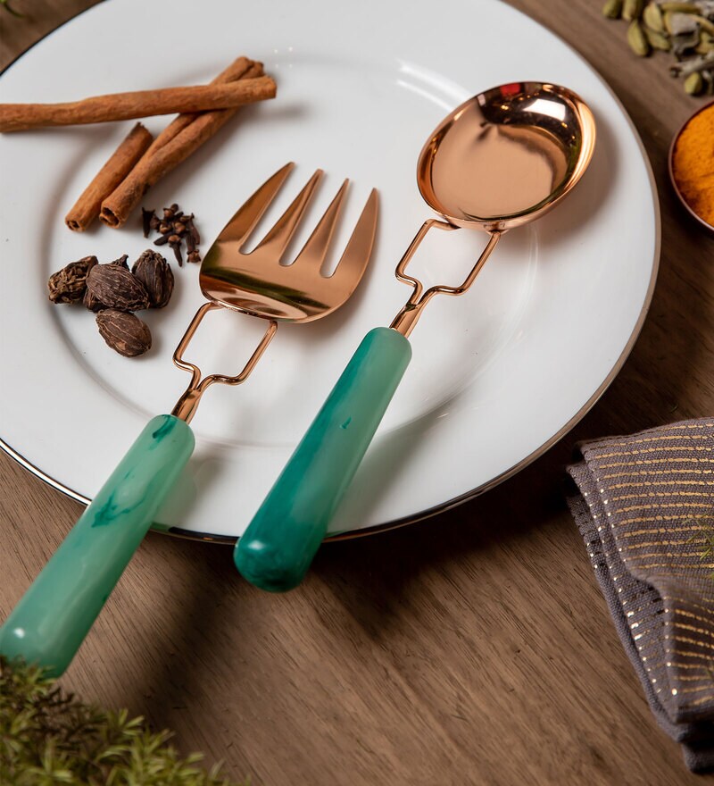 Buy Salad Serving Spoon And Fork Decor Gift (Set Of 2) By Logam Online ...