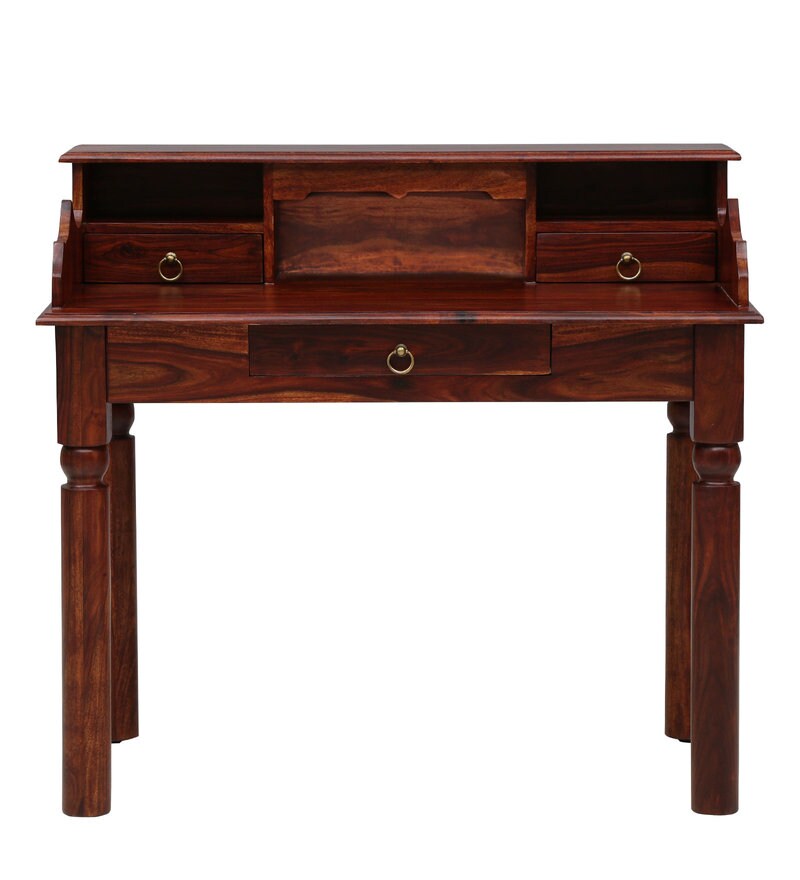 Buy Amigo Sheesham Wood Writing Table In Honey Oak Finish By Mudramark ...