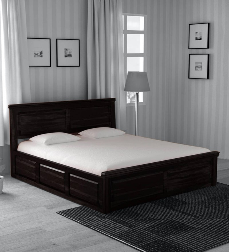 Buy Stanfield Solid Wood King Size Bed With Box Storage In Warm ...
