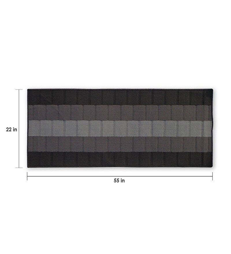 Buy Grey Nylon 22 x 55 Inches Machine Made Floor Runner by Status ...