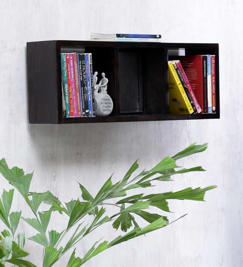 Buy Stigen Solid Wood Wall Shelf with Mirror - Woodsworth By Pepperfry ...