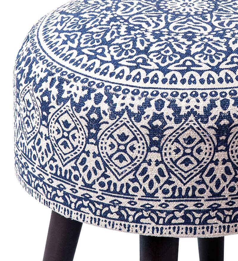 Buy Fremont Fabric Seating Stool in Blue Colour by NestRoots Online ...