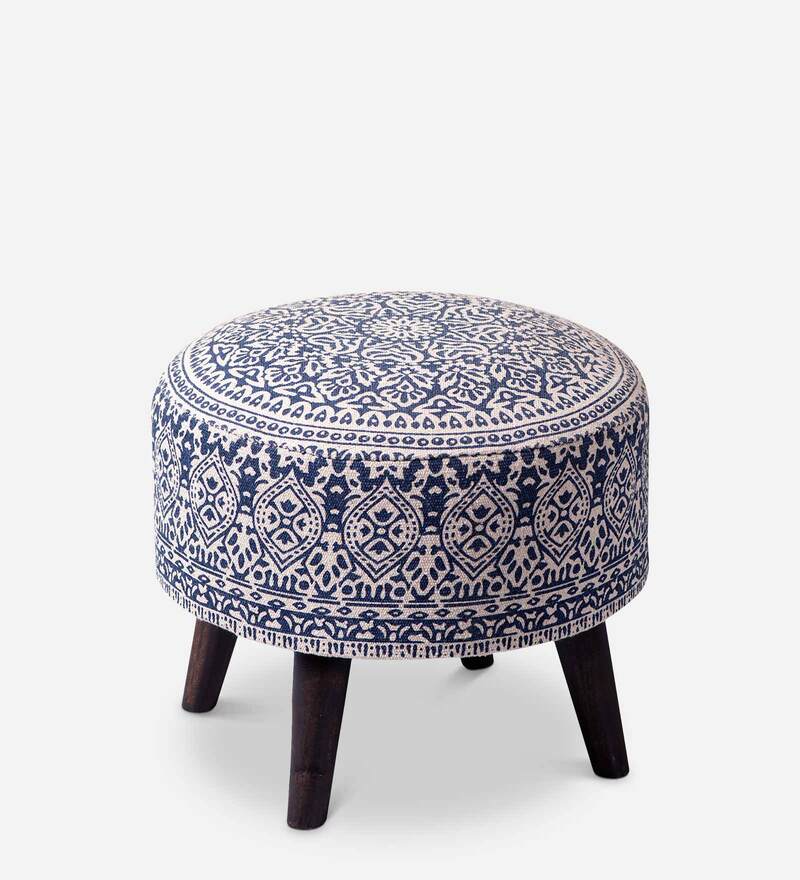 Buy Fremont Fabric Seating Stool in Navy Blue Colour by NestRoots ...