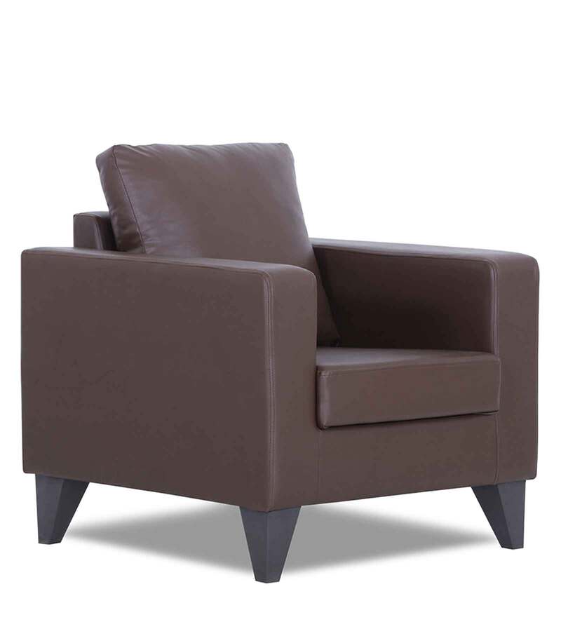 Buy Straight Leatherette 1 Seater Sofa in Brown Colour by Adorn India ...