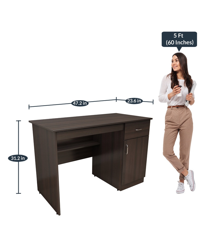 Buy Jolt Writing Table in Dark Walnut Finish by Crystal Furnitech ...