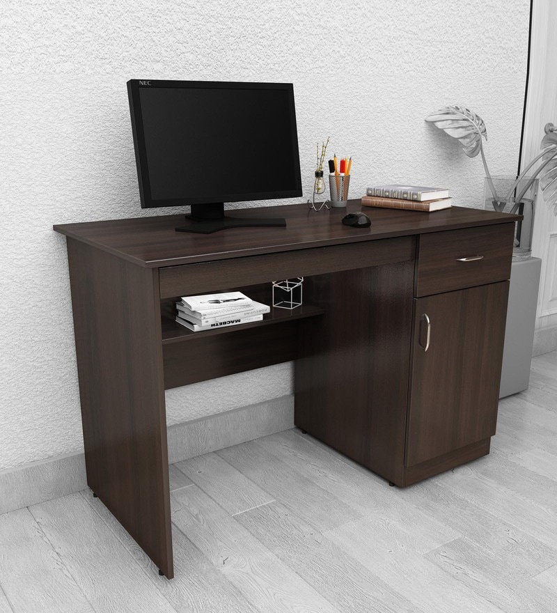 Buy Jolt Writing Table in Dark Walnut Finish by Crystal Furnitech ...