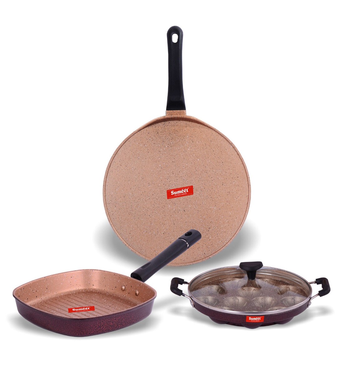 Buy Elation Non-Stick Granite Finish 3 Pcs Cookware Set With 2 Lid at ...