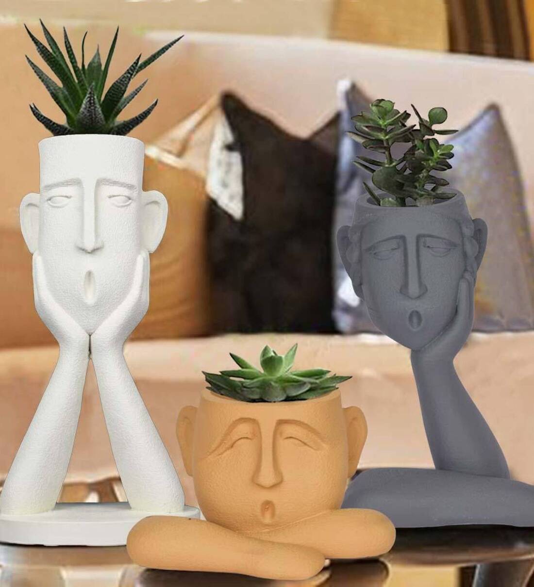Buy Surprised Faces Multicolour Resin (Pack Of 3) Showpieces at 25% OFF ...