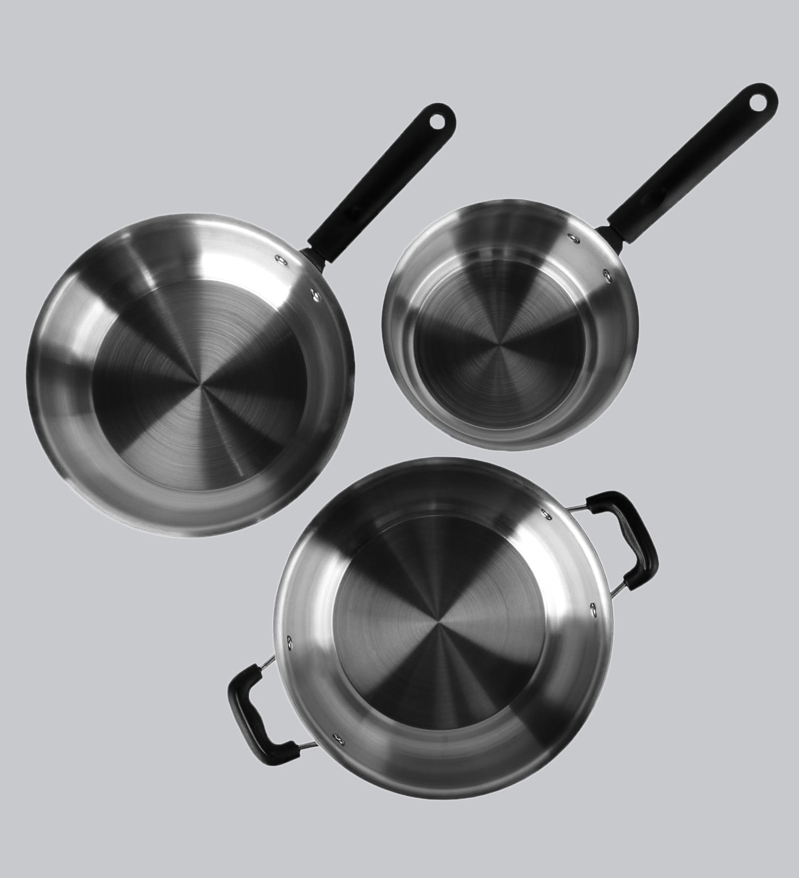 Buy Stainless Steel Silver Cookware - Set of 3,(1600 ML, 2300 ML & 1500 ...