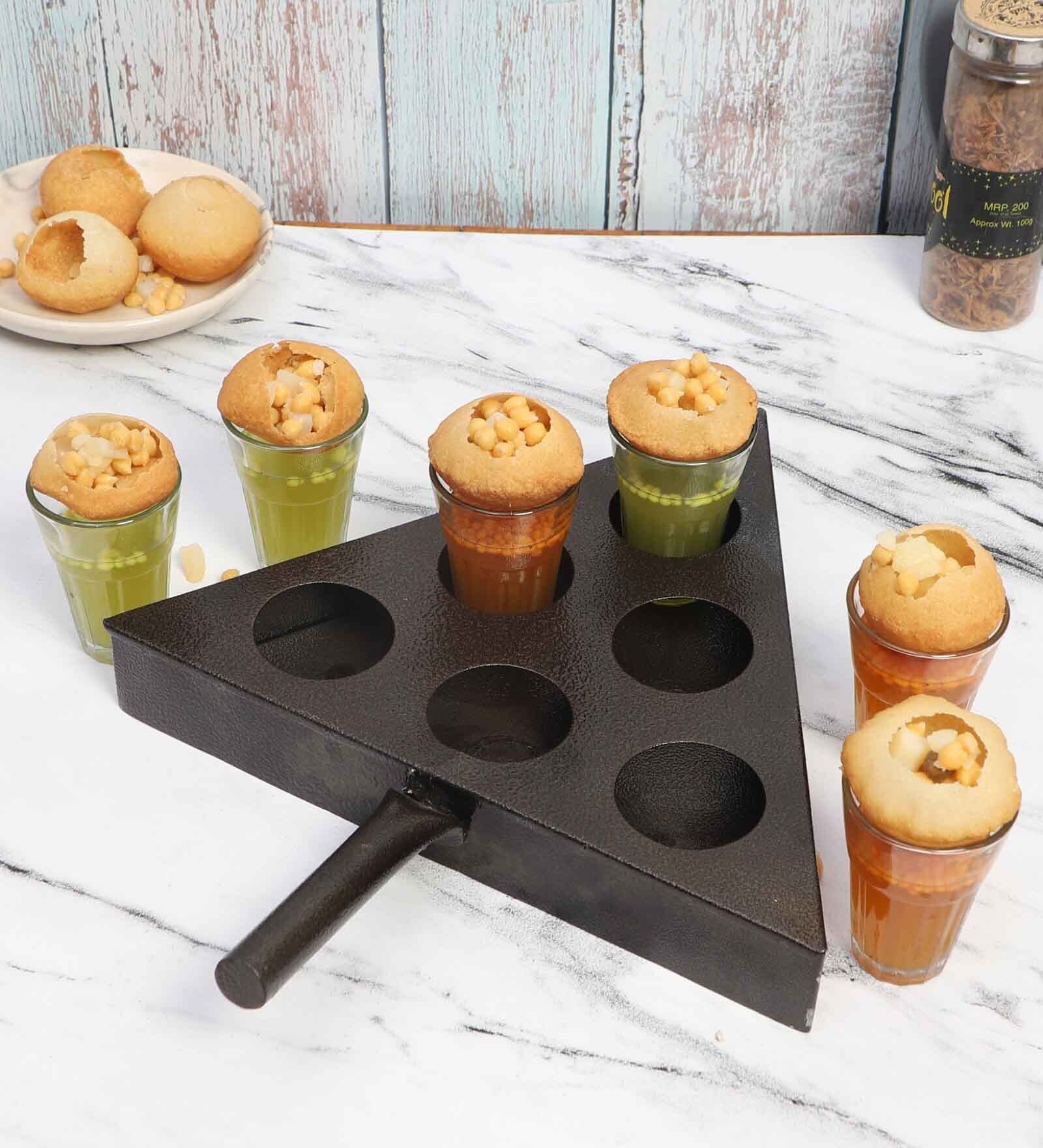 Buy Gol Gappa Shots Khurpi Platter With 6 Glasss at 36% OFF by Amaya ...
