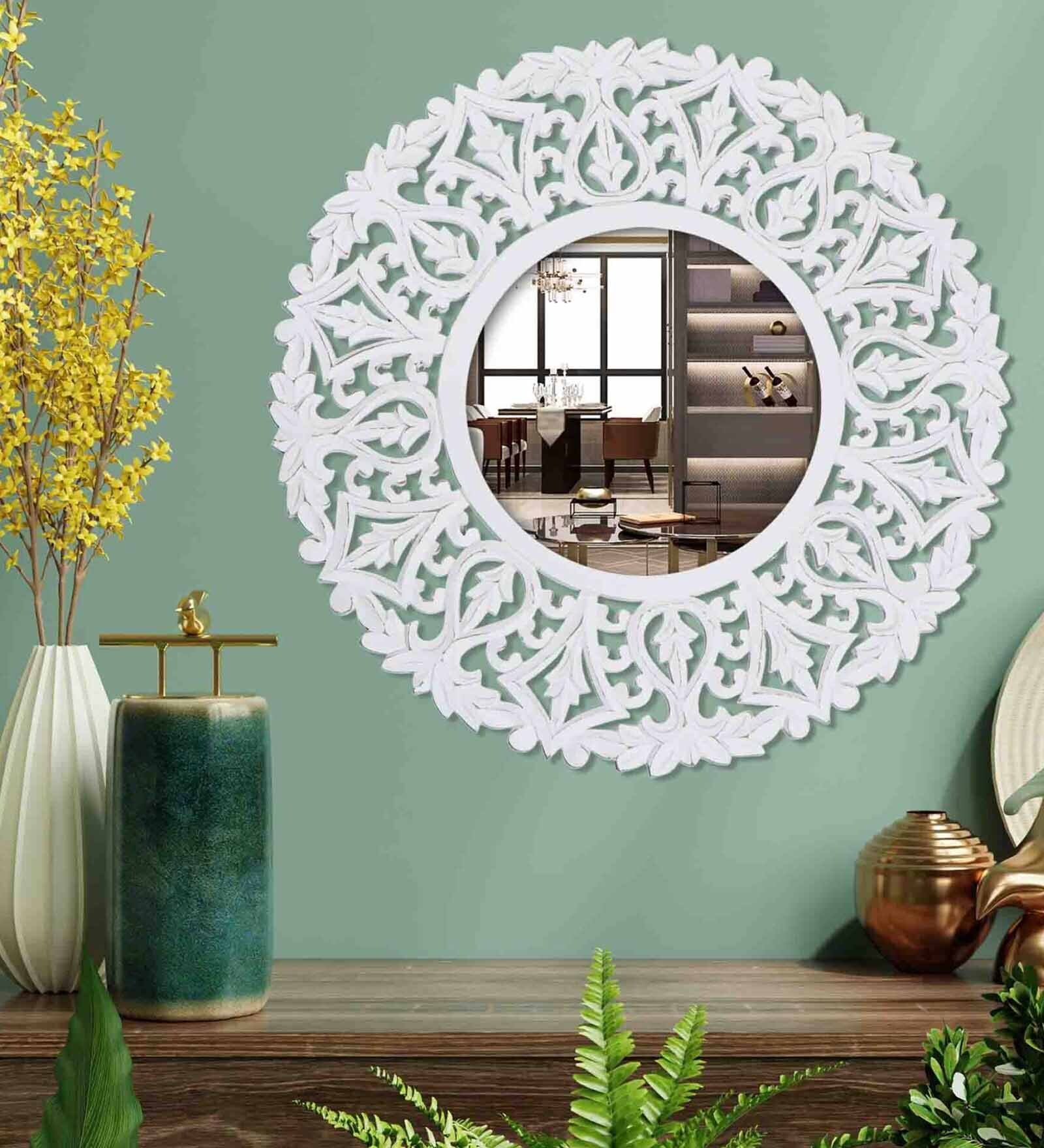 Buy Sunburst MDF Wall Mirror in White Colour by Timberly at 72% OFF by ...