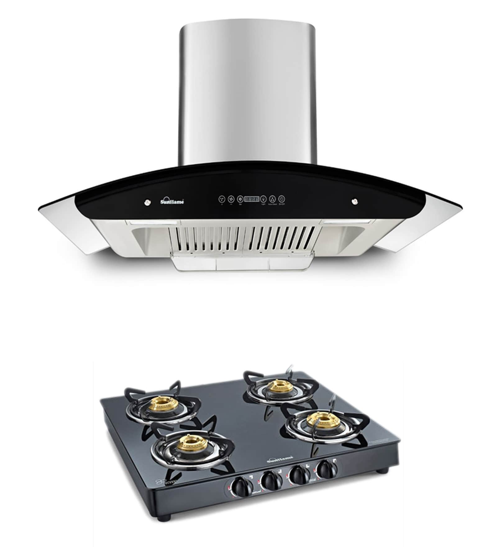 Buy Sunflame Amaze 60 cm Hood Chimney & Crystal Toughened Glass 4 ...