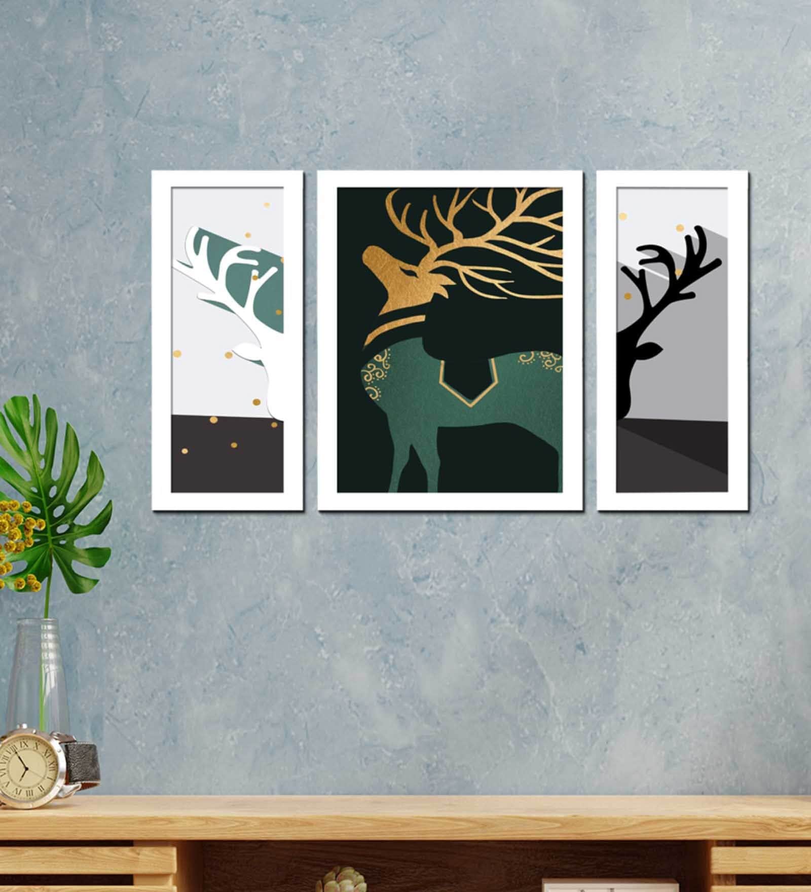 Buy Super Modern Deer MDF Art Print Set of 3 at 15% OFF by Wens | Pepperfry
