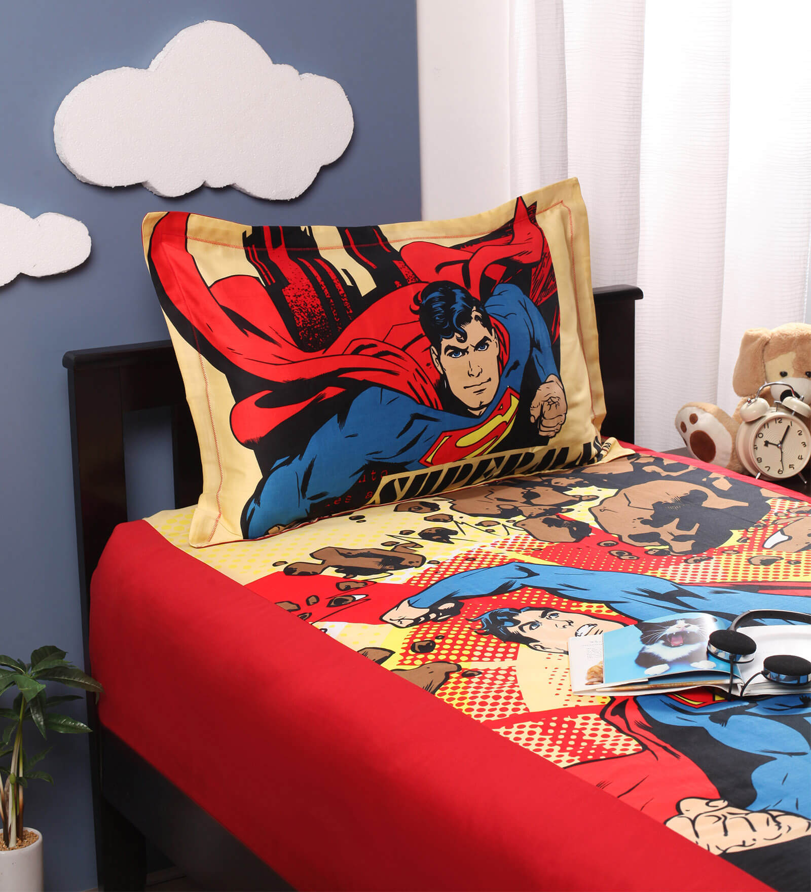 Buy Superman Single Bedsheet in Red Colour by Portico New York at 58% ...