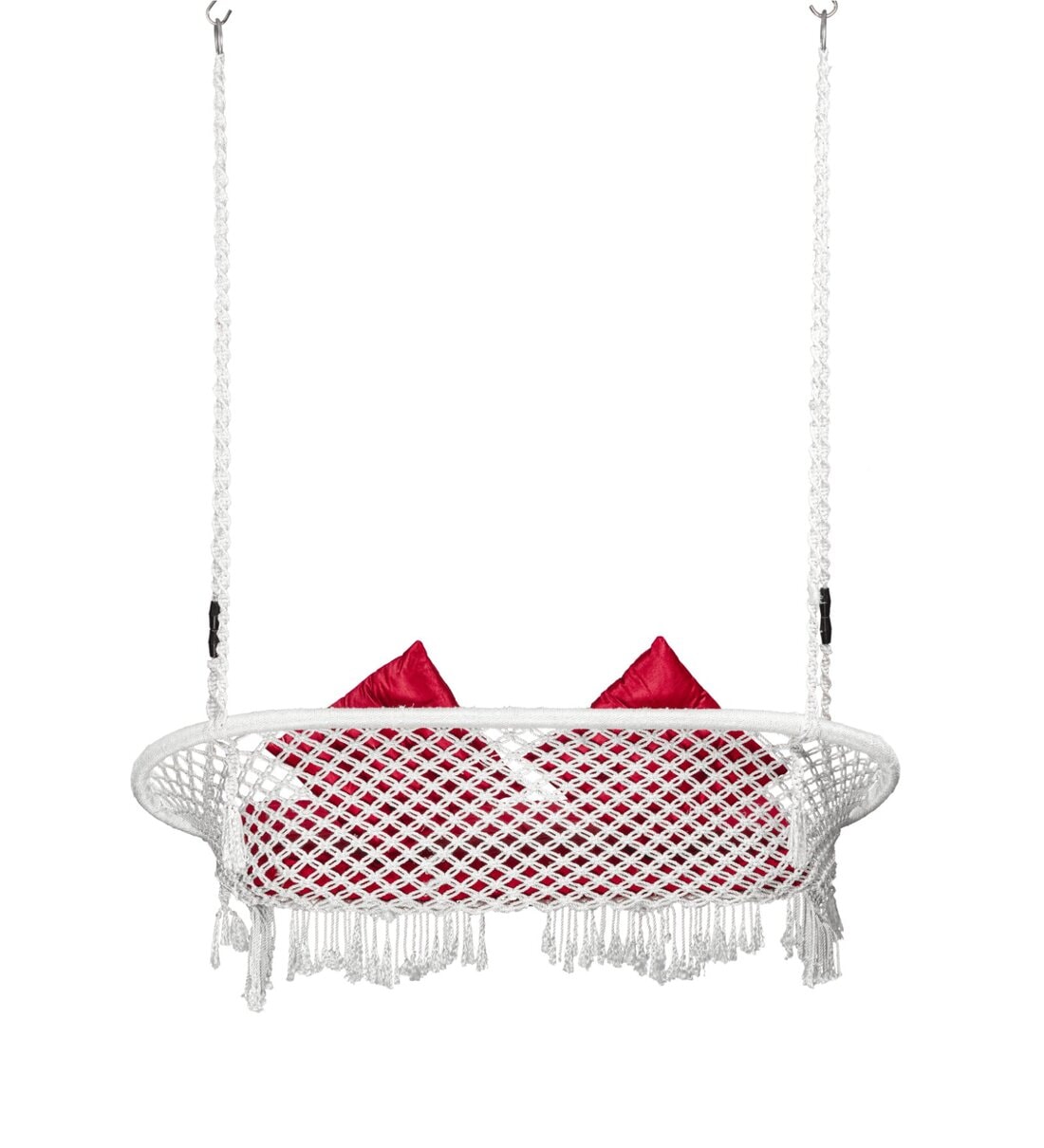 Buy Fabric Swing in White & Red Colour with cushions by Swingzy Online ...