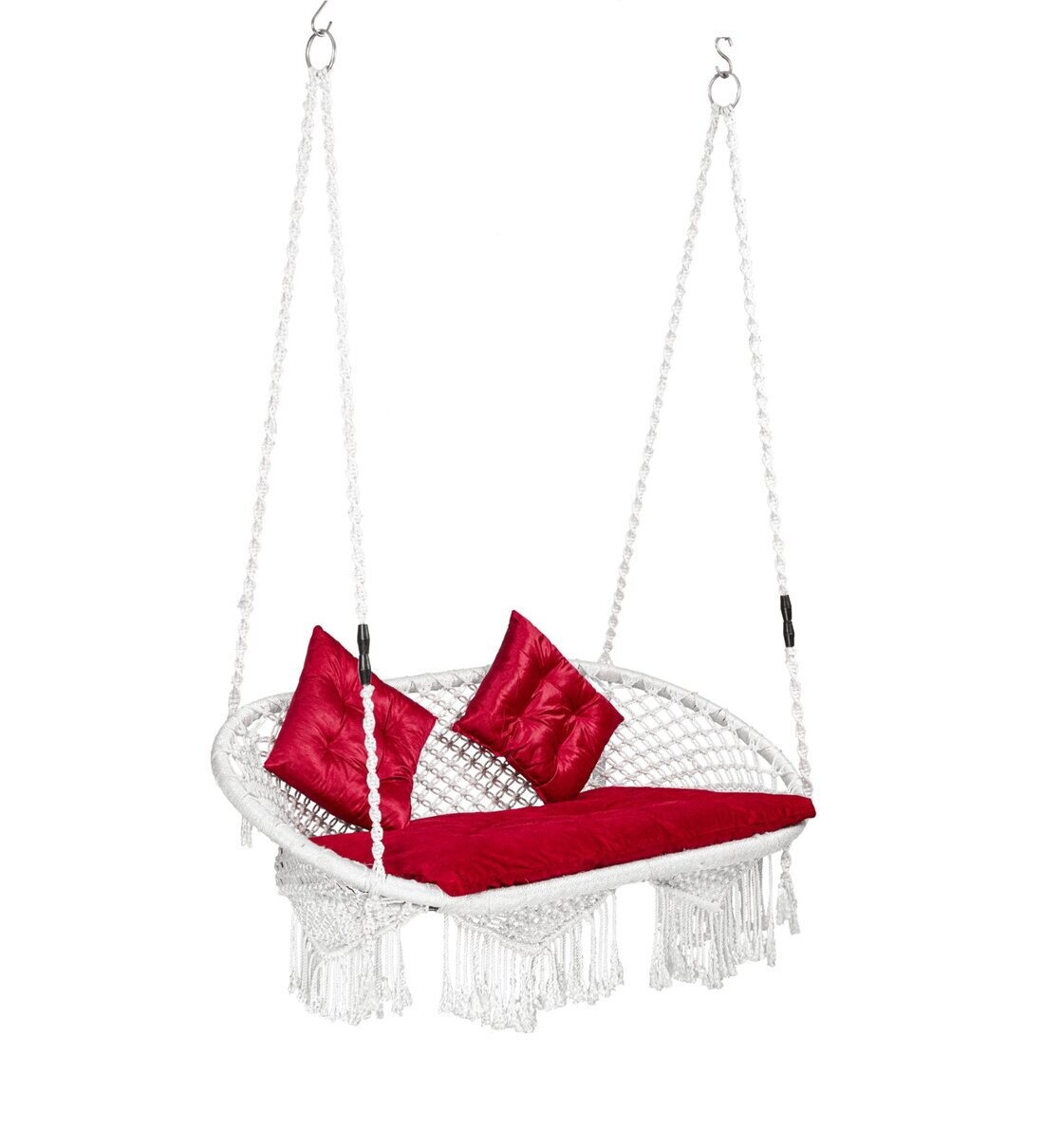Buy Fabric Swing in White & Red Colour with cushions by Swingzy Online ...