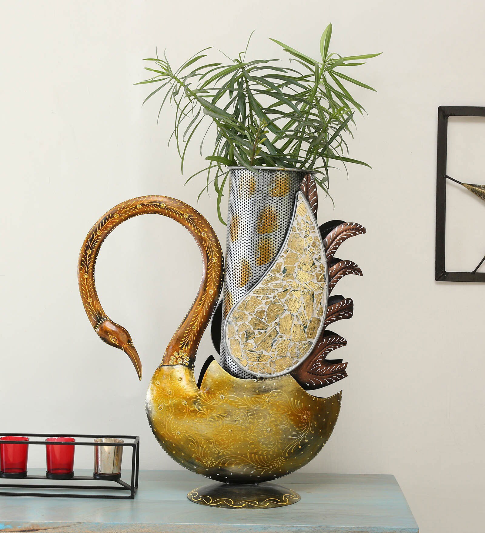Buy Swan Flower Pot Iron Wall Art at 9% OFF by Decocraft | Pepperfry