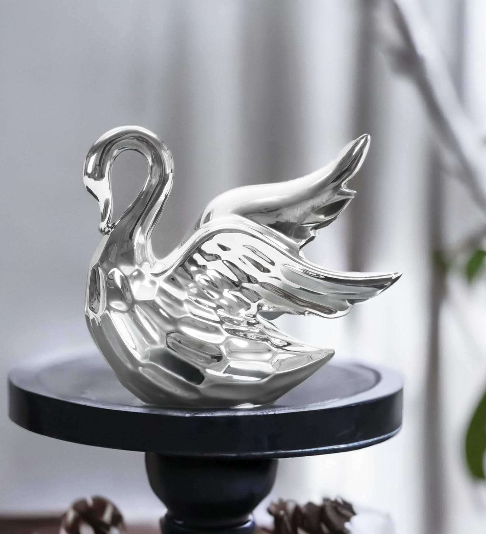 Buy Swan Wings Decorative Silver Ceramic Showpiece at 52% OFF by @home ...