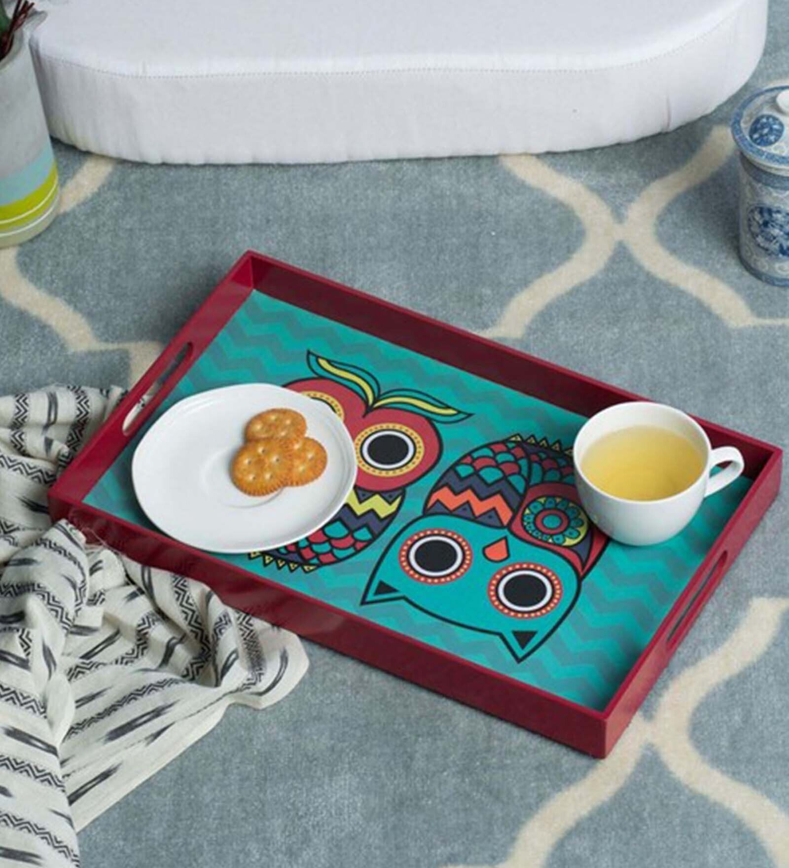 Buy MDF Sea Green & Brown MDF Serving Tray at 14% OFF by Chumbak ...